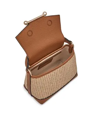 Strathberry Mosaic Nano Small Woven Raffia Crossbody Bag - Chestnut