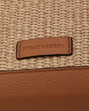 Strathberry Mosaic Nano Small Woven Raffia Crossbody Bag - Chestnut