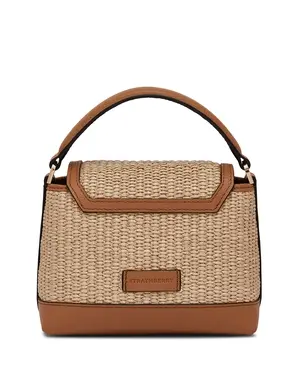 Strathberry Mosaic Nano Small Woven Raffia Crossbody Bag - Chestnut