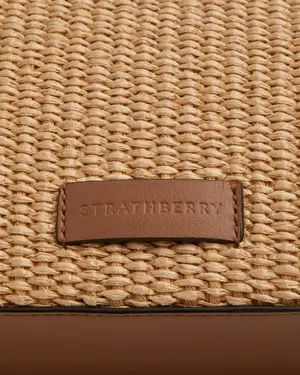 Strathberry Mini Woven Raffia Tote Bag - Chestnut