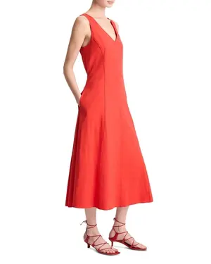 Vince V Neck Dress - Poppy