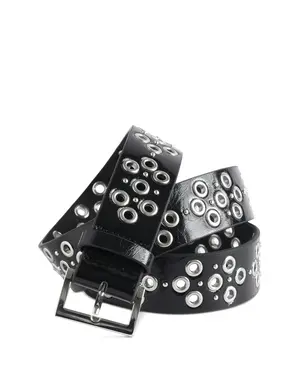 Zadig&Voltaire Starlight Eyelets Leather Belt - Black
