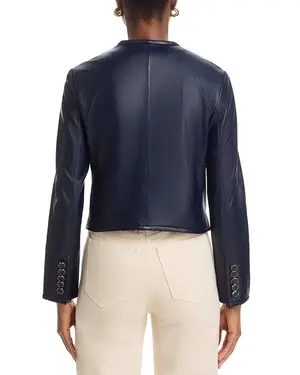 Veronica Beard Andrea Leather Jacket - Navy