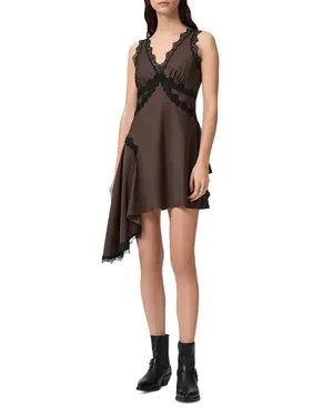 ALLSAINTS Ilka Asymmetrical Lace Trim Dress