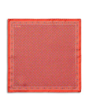 Eton Floral Silk Twill Pocket Square - Medium Orange