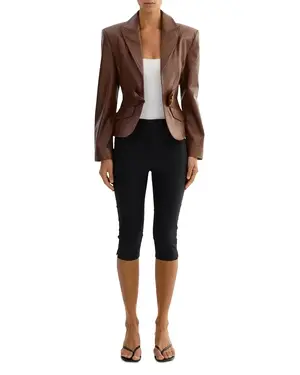 LAMARQUE Belted Leather Blazer - Mid-brown