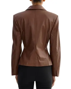 LAMARQUE Belted Leather Blazer - Mid-brown