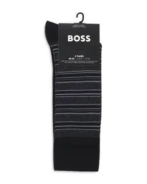 BOSS Stripe Crew Socks, Pack Of 2 - Black