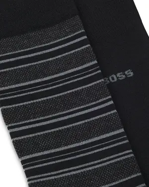 BOSS Stripe Crew Socks, Pack Of 2 - Black