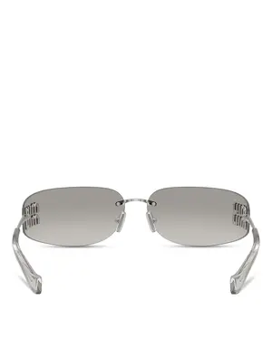 Miu Miu Rectangular Sunglasses, 75mm - Silver