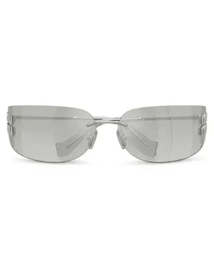 Miu Miu Rectangular Sunglasses, 75mm - Silver