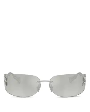 Miu Miu Rectangular Sunglasses, 75mm - Silver