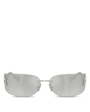 Miu Miu Rectangular Sunglasses, 75mm - Silver
