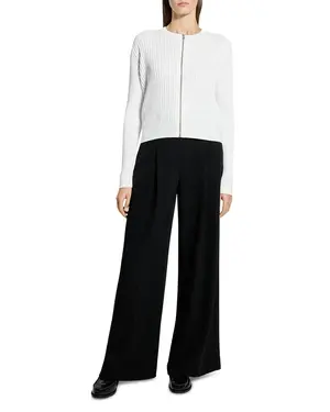 Theory Pointelle Bomber Sweater - White