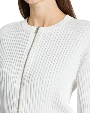 Theory Pointelle Bomber Sweater - White