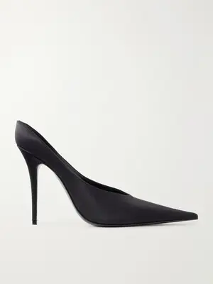Amina Muaddi Anok Satin Pumps - Black
