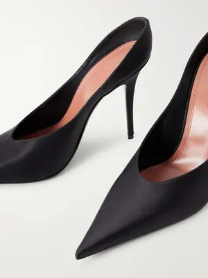 Amina Muaddi Anok Satin Pumps - Black
