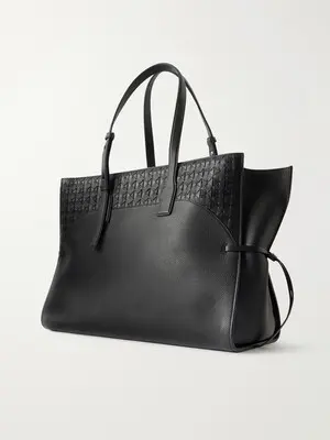 SERAPIAN Maro Large Textured Leather Tote - Black