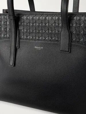 SERAPIAN Maro Large Textured Leather Tote - Black