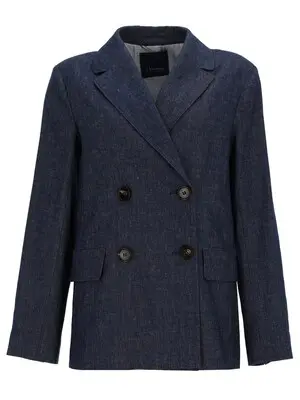 Max Mara Double-breasted Cotton Blazer - Blue