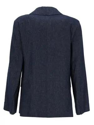 Max Mara Double-breasted Cotton Blazer - Blue