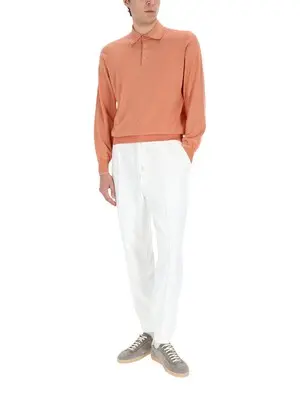 Brunello Cucinelli Cotton Knit Polo Shirt - Orange