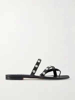 Manolo Blahnik Irafli Button-embellished Leather Sandals - Black