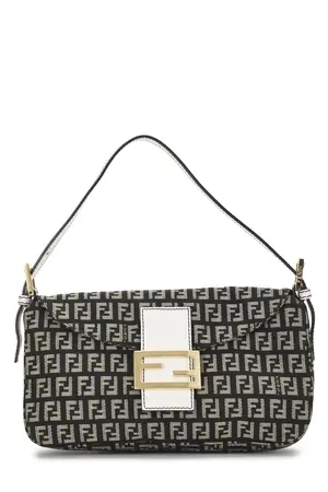 Fendi Zucchino Canvas Shoulder Bag Navy