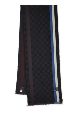 LOUIS VUITTON Damier Graphite Echarpe Messager Wool Scarf - Navy