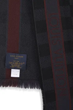 LOUIS VUITTON Damier Graphite Echarpe Messager Wool Scarf - Navy