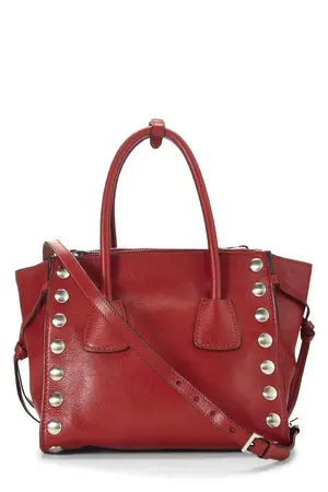 Prada Calfskin Studded Twin Pocket Tote