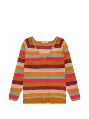 Malìparmi Striped V-neck Sweater - Red