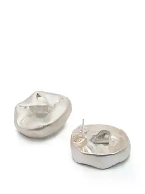 Completedworks Oversized Scrunch Embellished Earrings - Silver