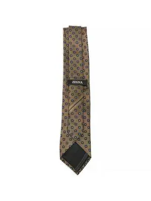 Zegna Patterned Silk Tie - Green