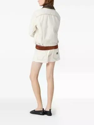 Miu Miu Logo-embroidered Denim Shorts - White