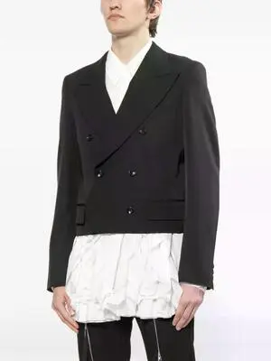 Comme Des Garçons Cropped Double-breasted Blazer - Black