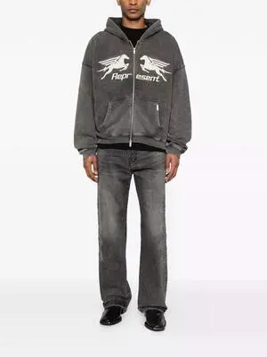 REPRESENT Pegasus Zip-fastening Hoodie - Grey