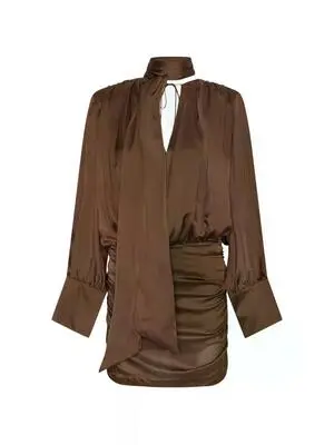 ROTATE BY BIRGER CHRISTENSEN Chiffon V-neck Dress - Brown