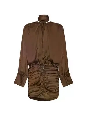 ROTATE BY BIRGER CHRISTENSEN Chiffon V-neck Dress - Brown