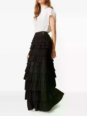 TWINSET Long Ruffled Lace Skirt