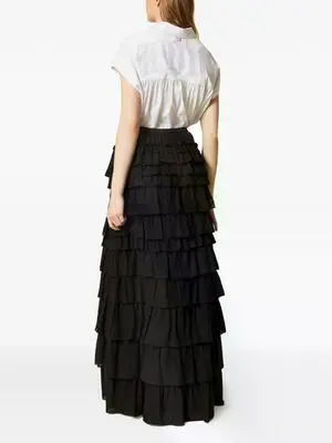 TWINSET Long Ruffled Lace Skirt