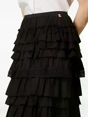 TWINSET Long Ruffled Lace Skirt