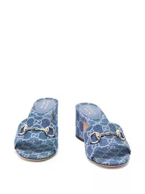 Gucci Horsebit Gg Patterned Sandals - Blue
