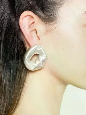 Completedworks Oversized Embellished Scrunch Earrings - Silver