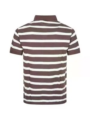 SUN 68 Striped Polo Shirt - Brown