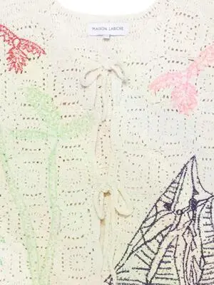 Maison Labiche Piver Crochet Embroidered Gilet - Neutrals