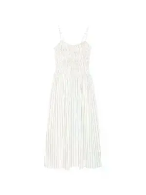 Faithfull The Brand Araceli Striped Shirred Maxi Dress Neutrals