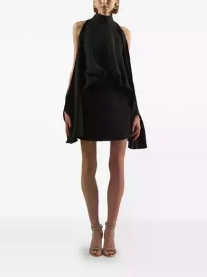 TALLER MARMO Bacall High-neck Open-sleeve Dress - Black