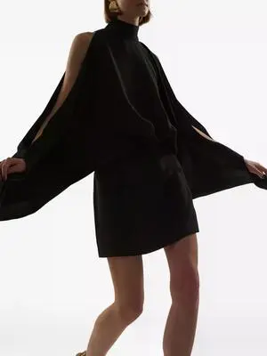 TALLER MARMO Bacall High-neck Open-sleeve Dress - Black