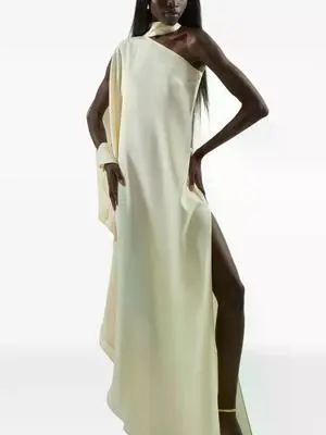 TALLER MARMO Florinda One-shoulder Slit Dress - Neutrals